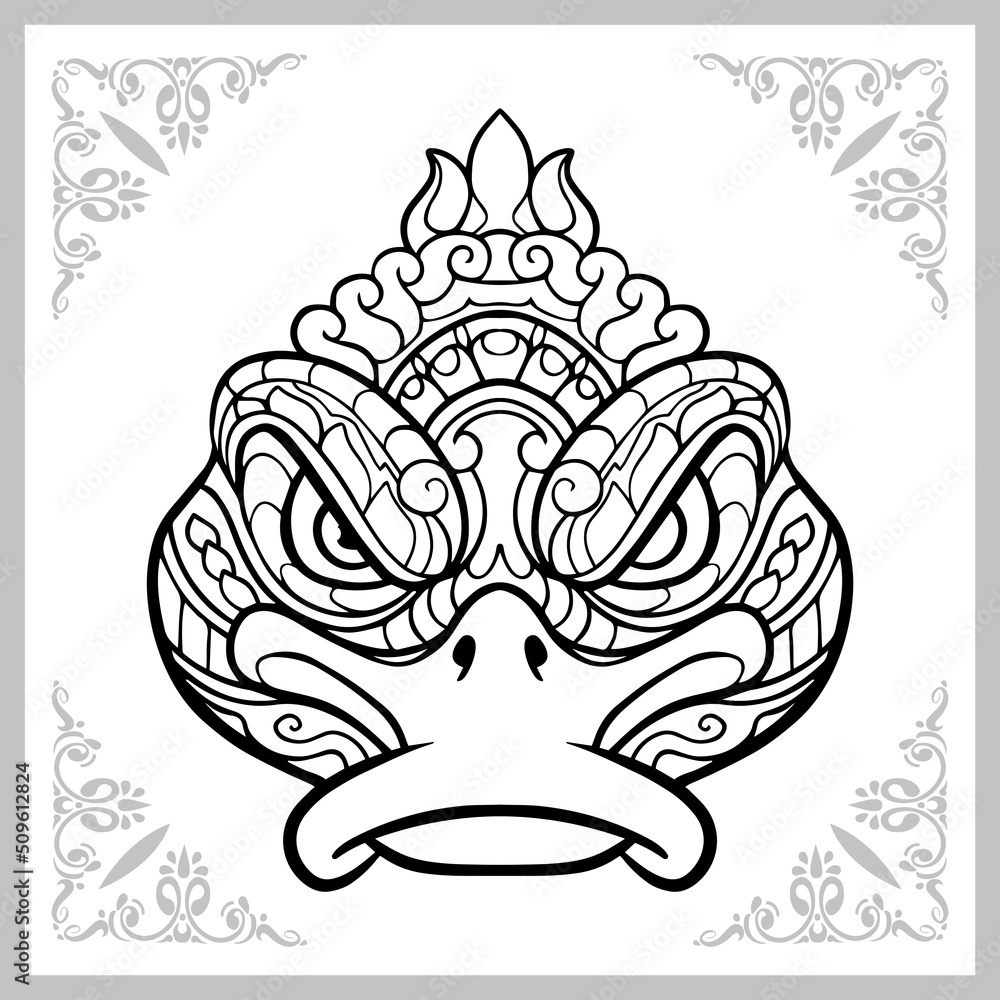 cute duck head cartoon zentangle arts. isolated on white background ...