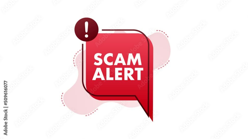 Banner with red scam alert. Attention sign. Cyber security icon ...
