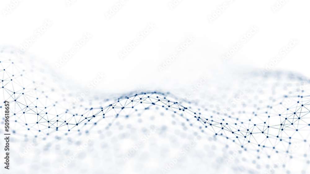 Wave in black and white. Big data visualization. Abstract background ...