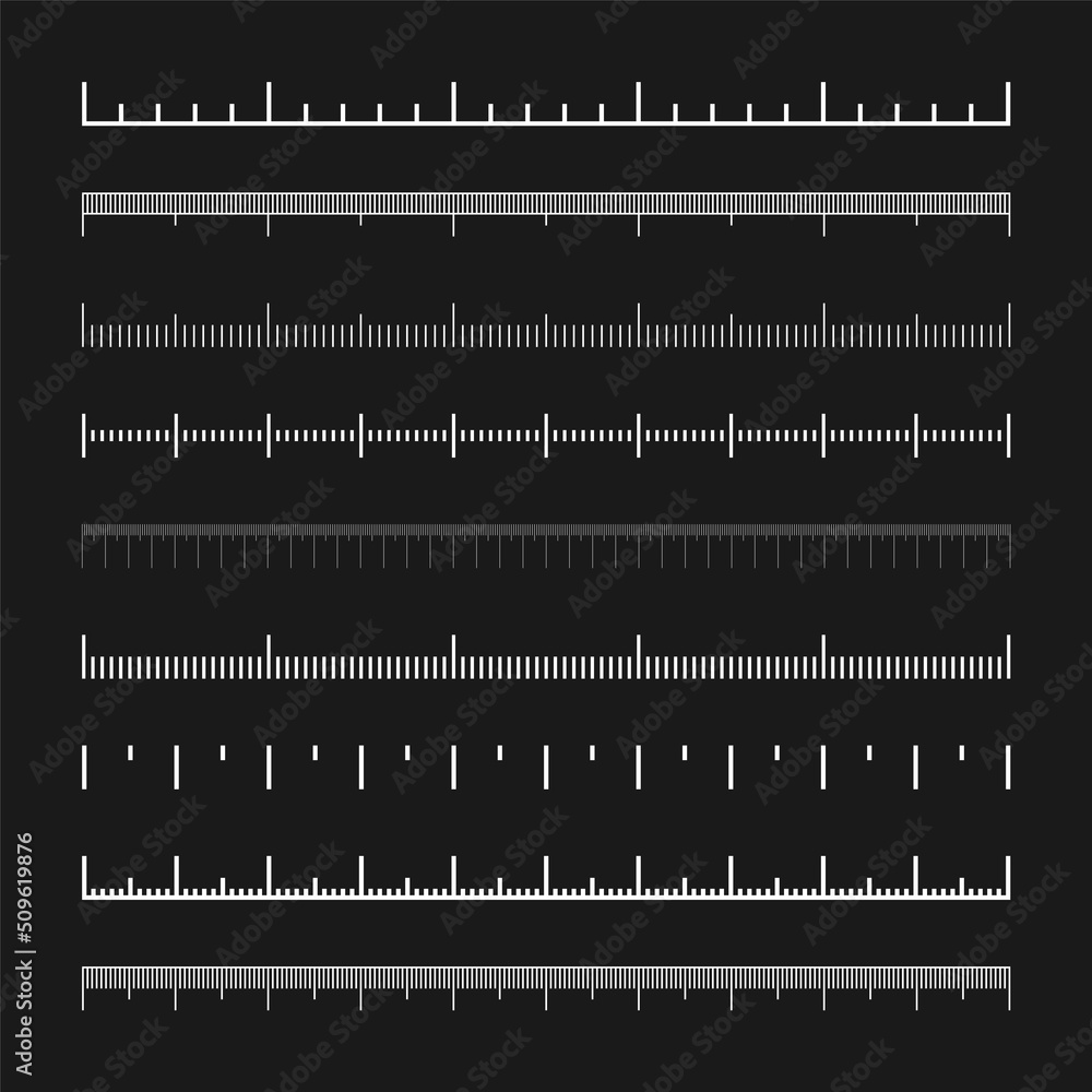 Various measurement scales with divisions. Realistic white scale for ...