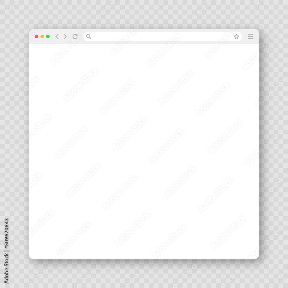 Blank web browser window with toolbar and search field. Modern website ...