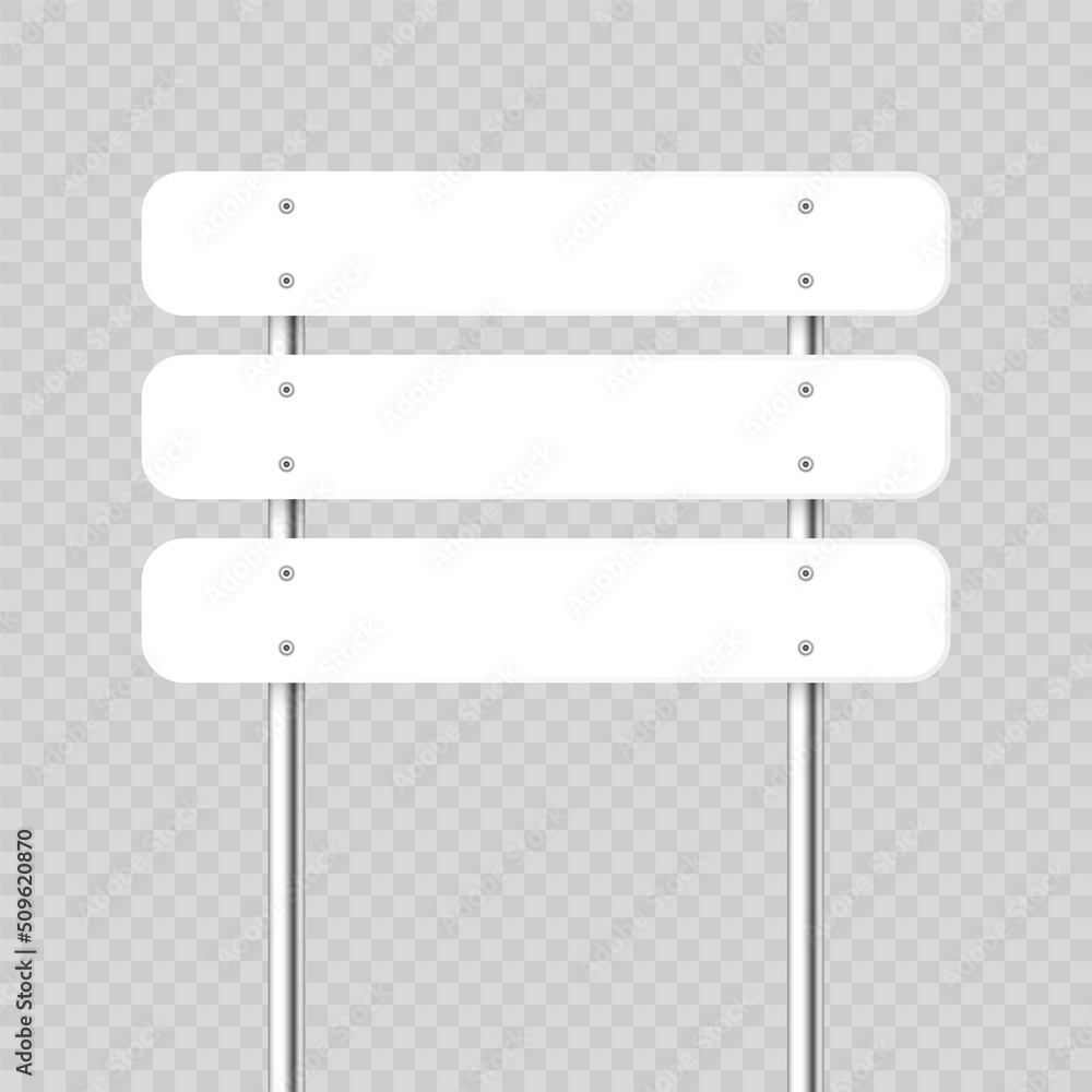 Road, traffic sign. Highway signboard on a chrome metal pole. Blank ...