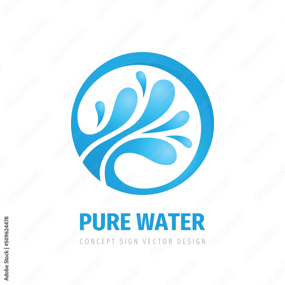 Pure water drops - vector logo template concept illustration. Blue ...