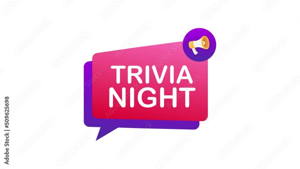 Megaphone Label With Trivia Night Megaphone Banner 4k Stock Video