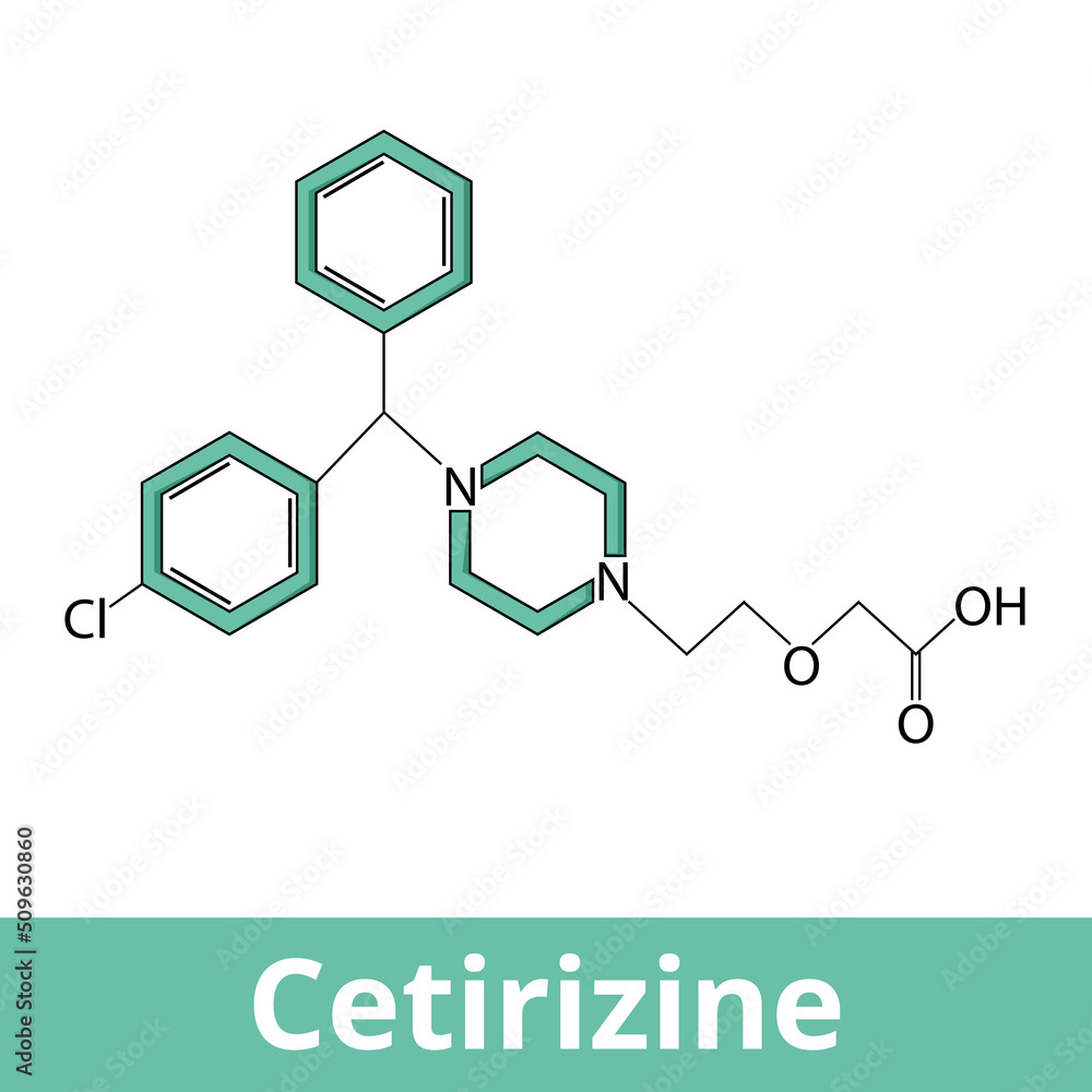 Chemical structure of cetirizine. It is a second-generation ...