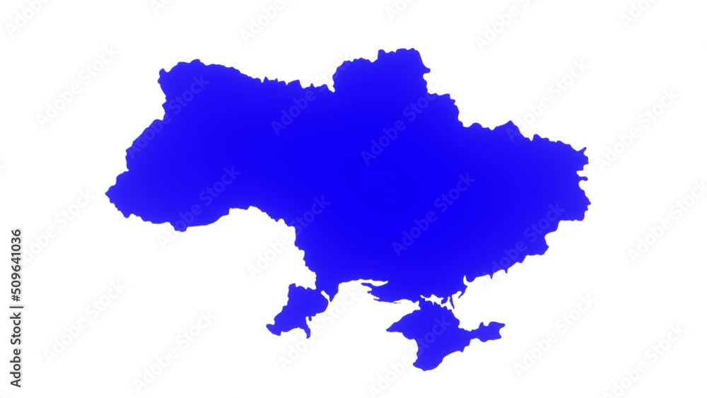 Animated Map of Ukraine. Blue Blank Ukraine Map on White Background. 4K ...
