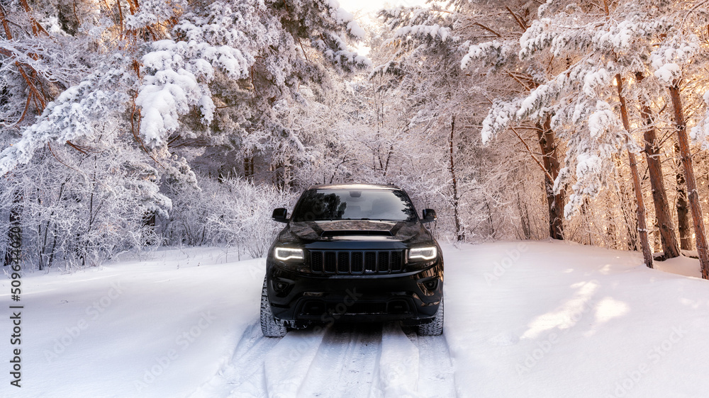 Moscow, Russia - 03 March 2022 Jeep grand cherokee wk2 Trackhawk. The ...