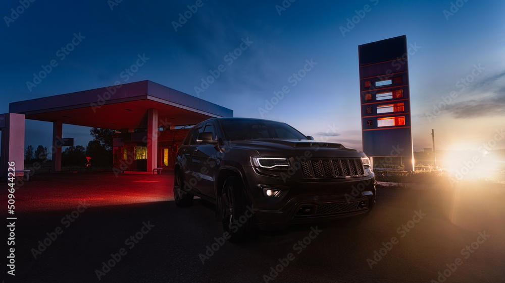 Moscow, Russia - June 09, 2022 Jeep grand cherokee wk2 Trackhawk. the ...