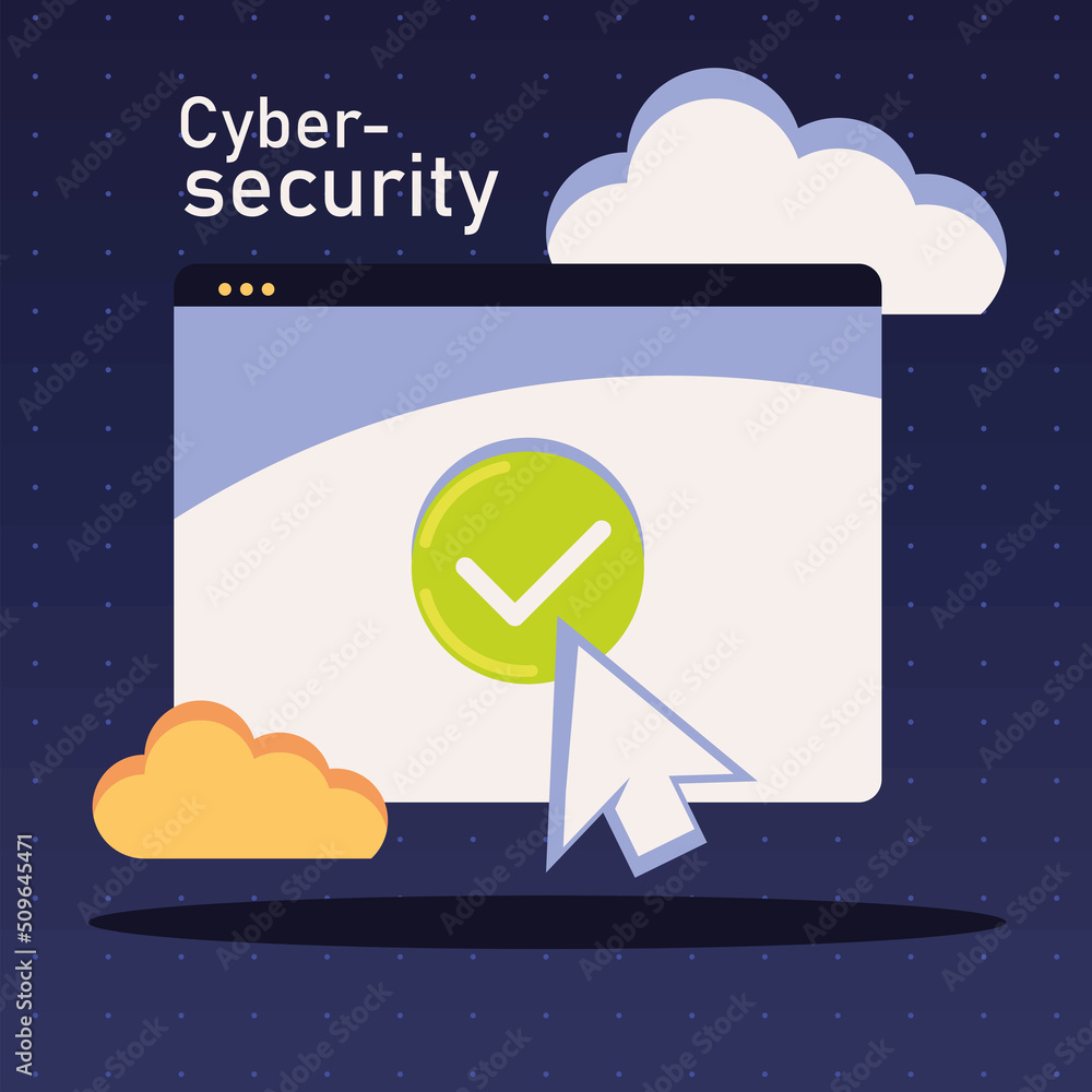 cybersecurity clicking check mark Stock Vector | Adobe Stock