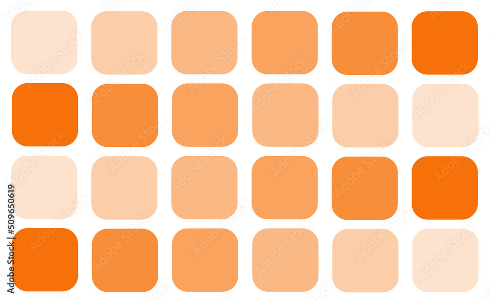 Squares with rounded corners of orange color and gradients in shades of ...