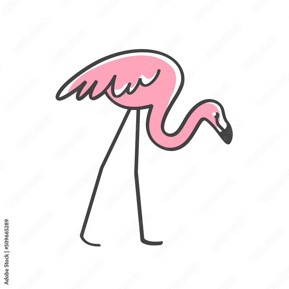 Cartoon flamingo, cute character for children. Vector illustration in ...