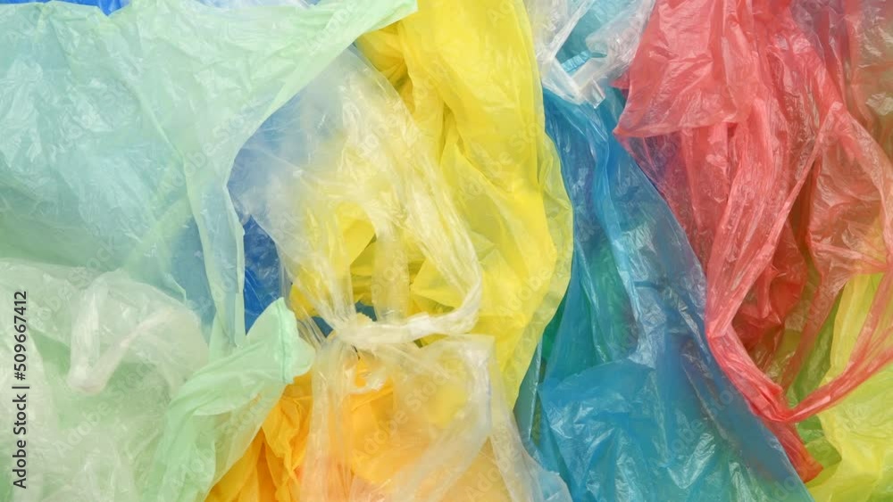 Disposable single-use plastic shopping bags Stock Video | Adobe Stock