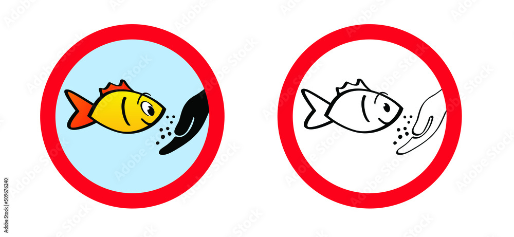 Stop, do not feed fish in the aquarium or fish tank. No Hand feeds. Do ...