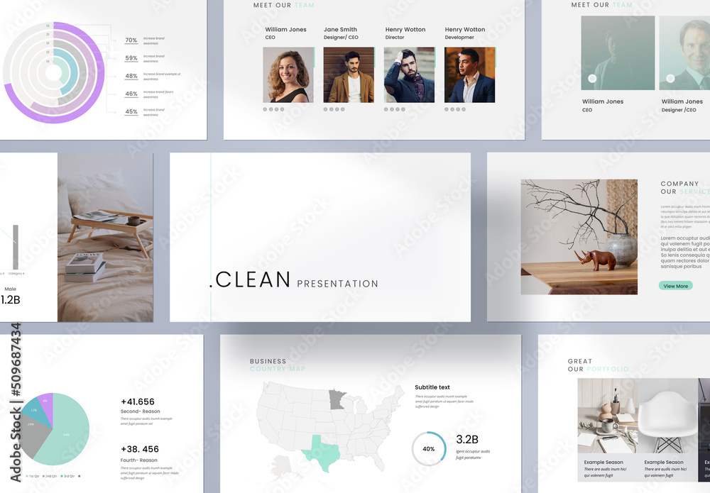Clean Minimal Presentation Layout Stock Template | Adobe Stock