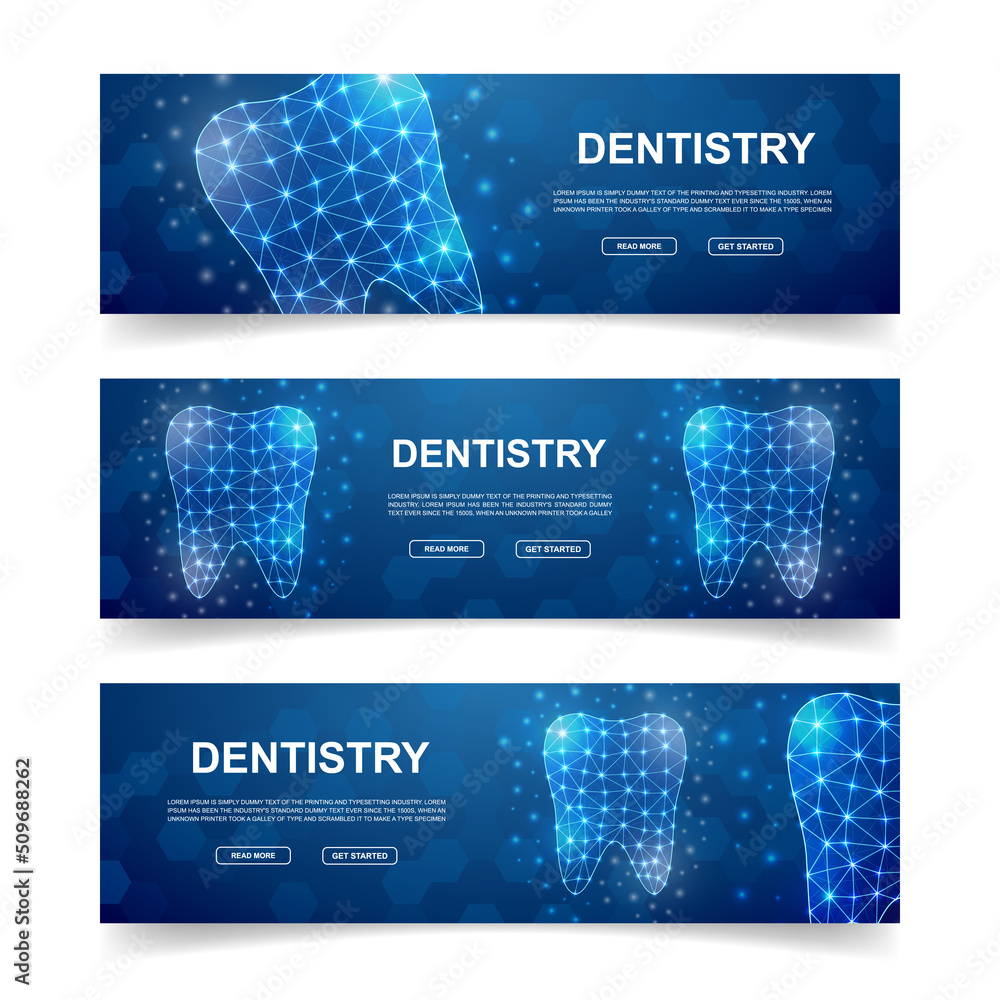 Set of three Tooth horizontal banners. Horizontal illustration for ...