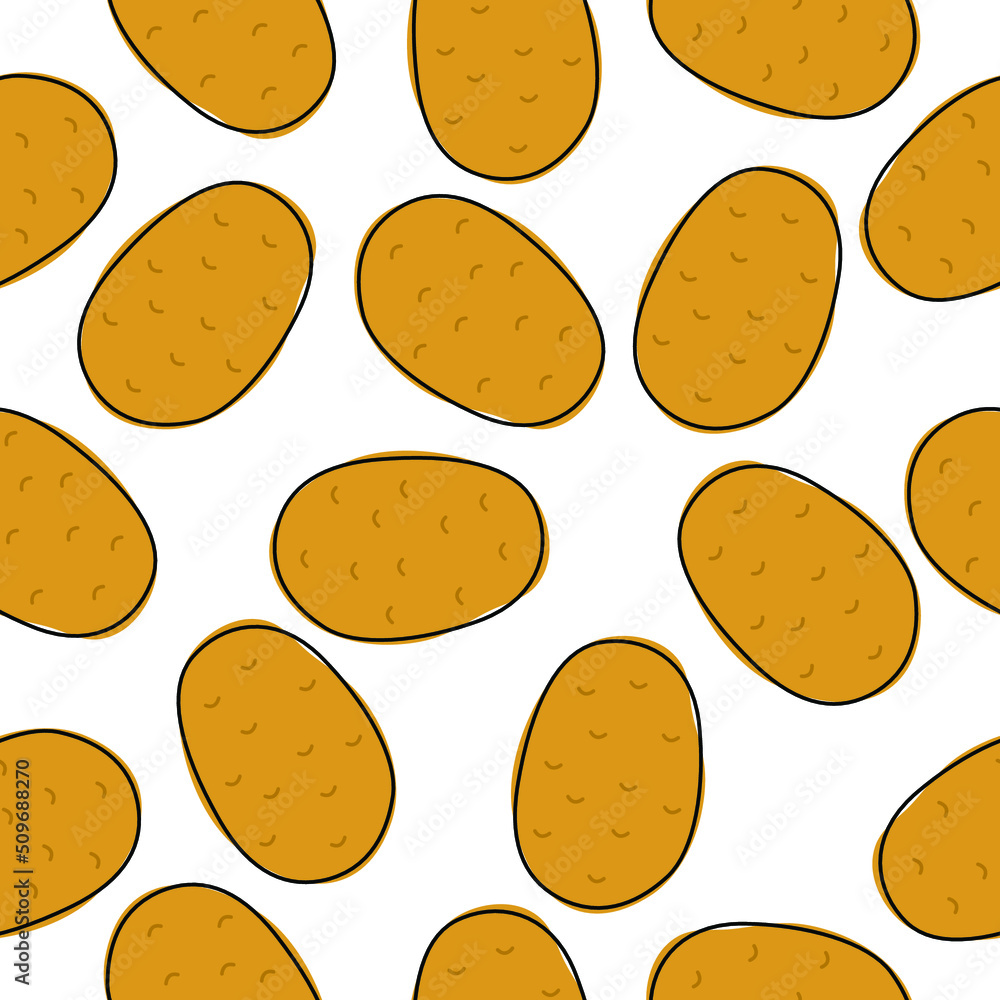 Vector potatoes pattern seamless. Potato drawings, root vegetable ...