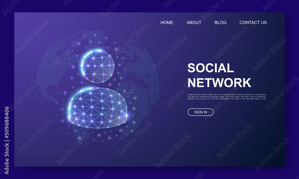 User avatar 3d low poly website template. Teamwork design illustration ...