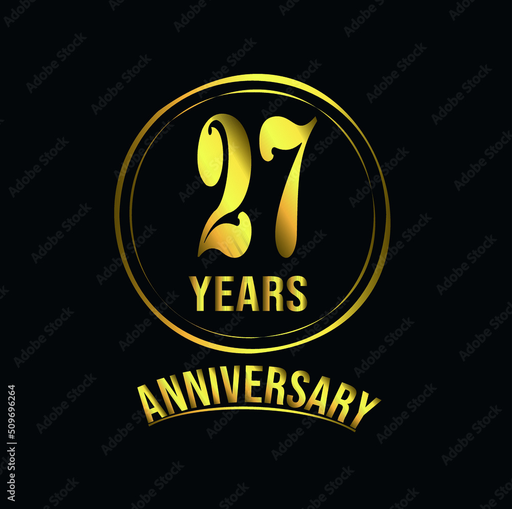 27 years anniversary celebration design with Golden elegant vector ...