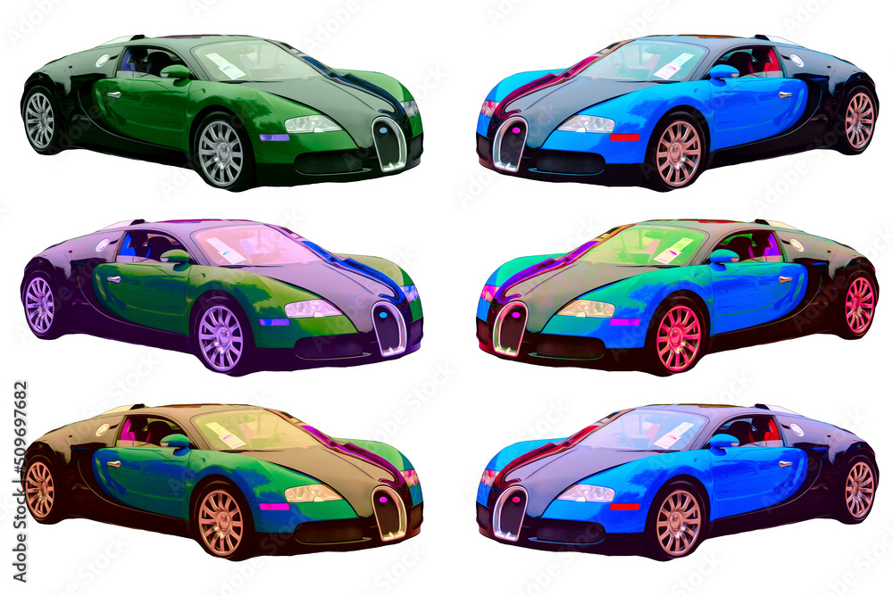 png illustration of Bugatti with varying colors Stock Illustration ...