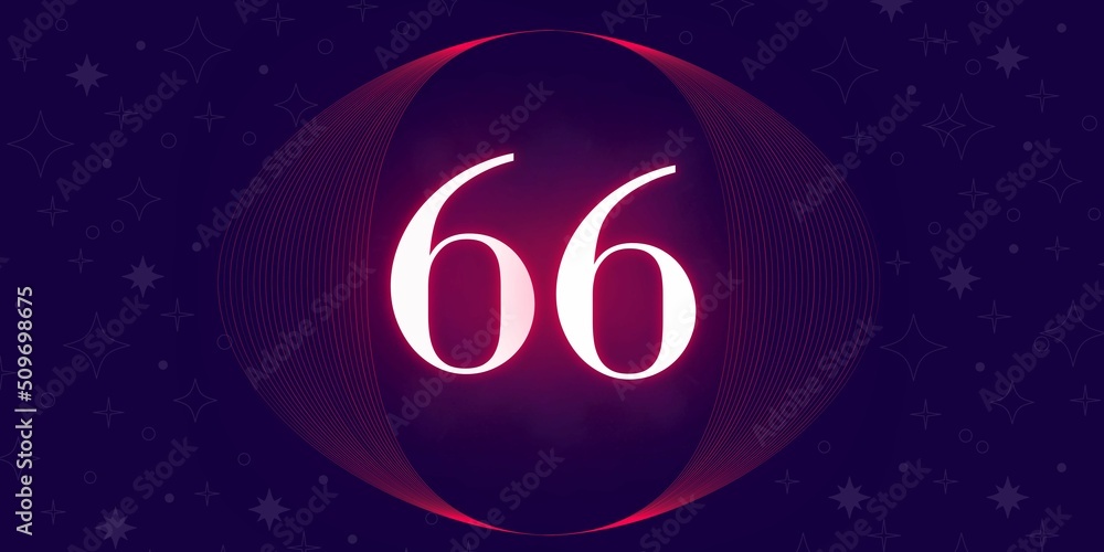 Number 66. Banner with the number sixty six on a blue background and ...