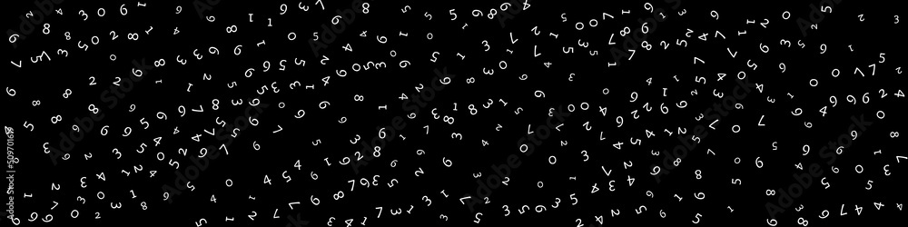 Falling numbers, big data concept. Binary white random flying digits ...