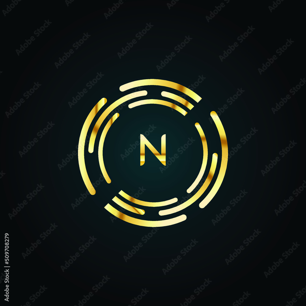 Premium luxury Vector elegant gold and font Letter N Template for ...