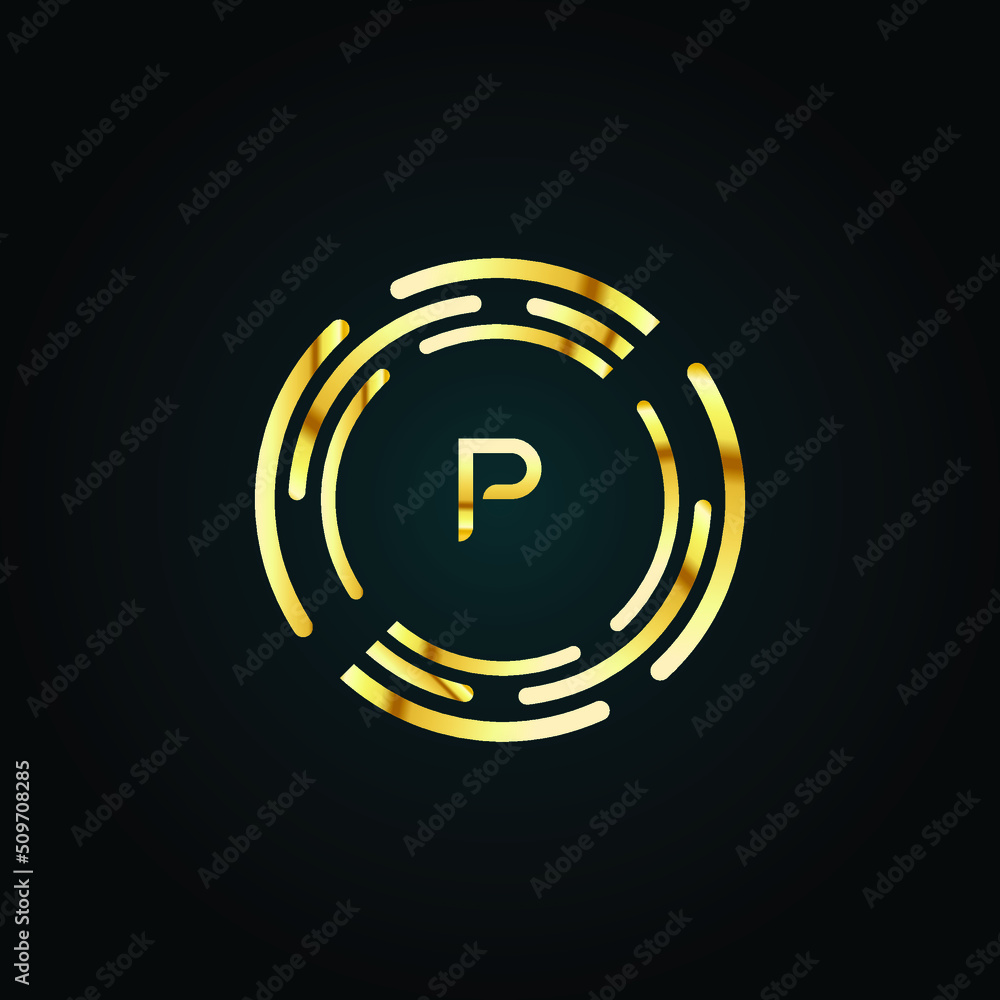Premium luxury Vector elegant gold and font Letter P Template for ...