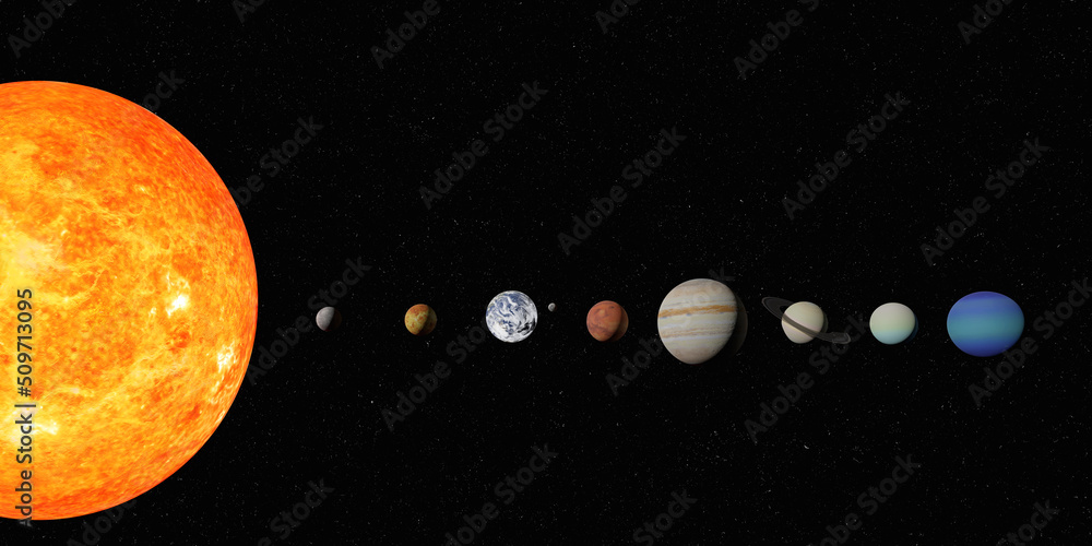 Solar system planets in outer space. Mercury, Venus, Earth, Mars ...