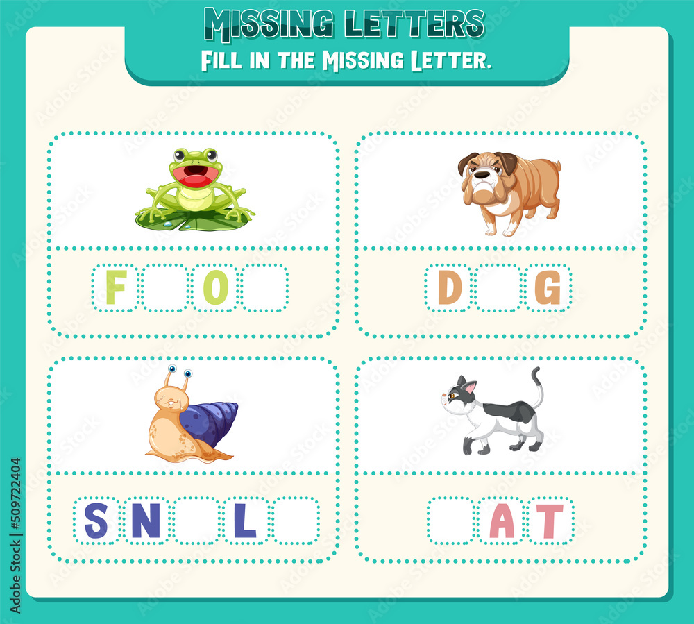 missing letter template background illustrated for children Stock ...