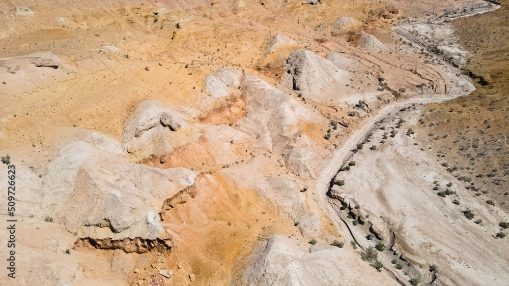 Colored sand mountains in Altyn Emel National Park Stock Photo | Adobe ...