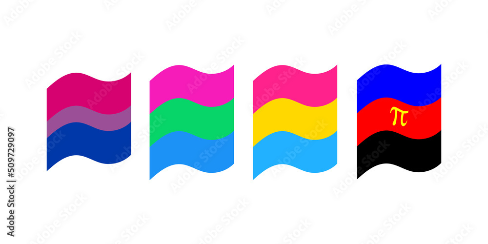 Polyamory, pansexual, polysexual and bisexual flags vector set ...