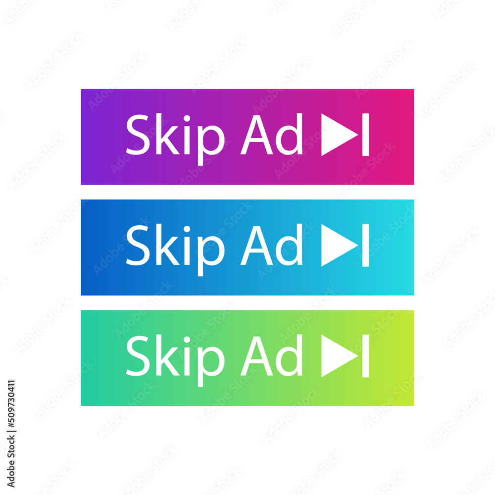 Skip ad button icons design vector gradient sytle. Symbol for social ...