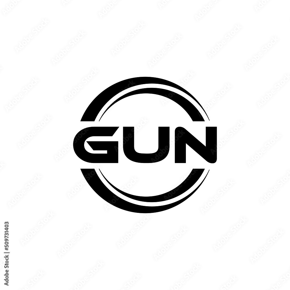 GUN letter logo design with white background in illustrator, vector ...