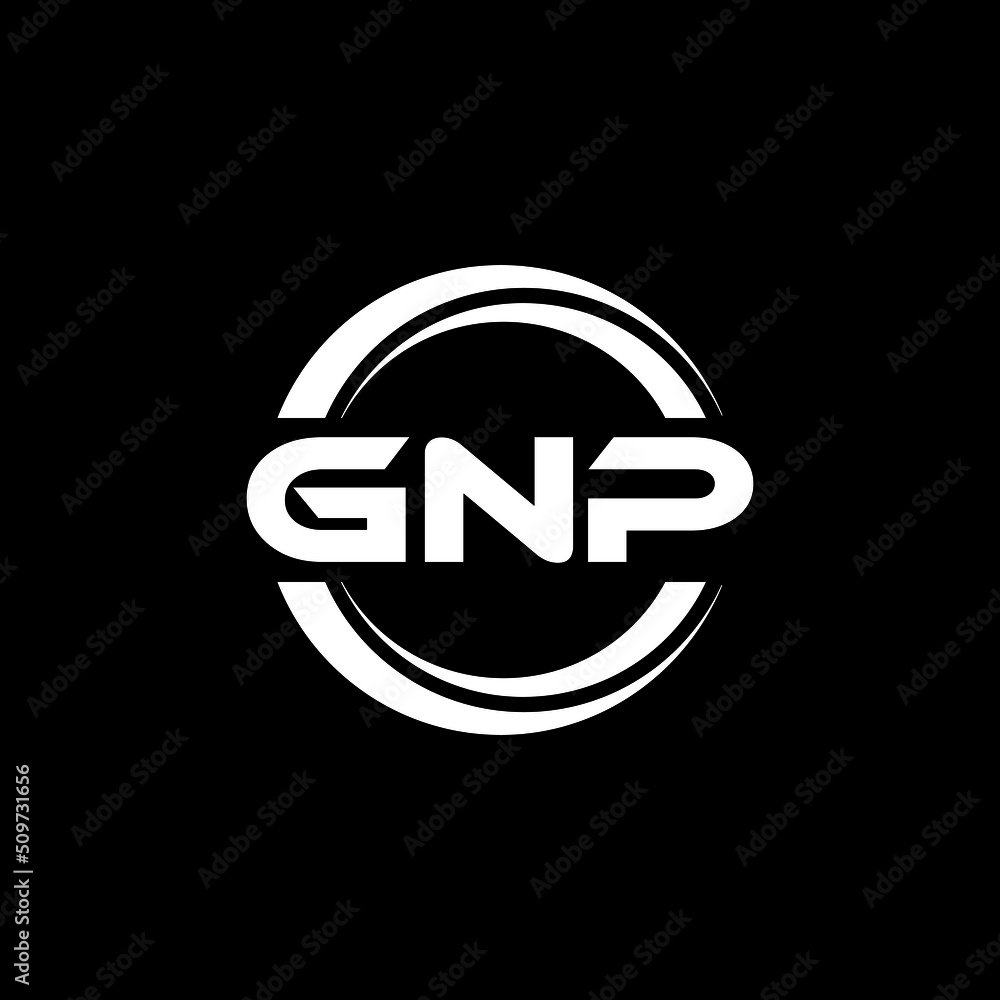 GNP letter logo design with black background in illustrator, vector ...