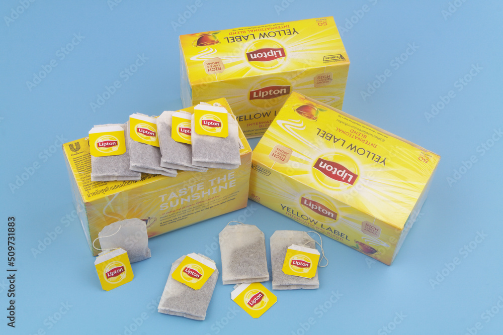 HO CHI MINH CITY, VIETNAM - JUNE 8, 2022: Lipton tea bags with boxes on ...