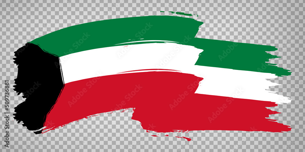 Vecteur Stock Flag Kuwait brush stroke background. Flag waving of ...