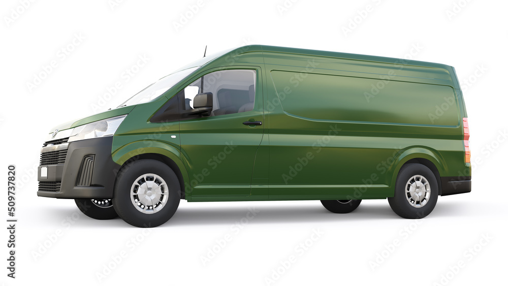 Tokyo, Japan. April 12, 2022: Toyota Hiace. Green commercial van for ...