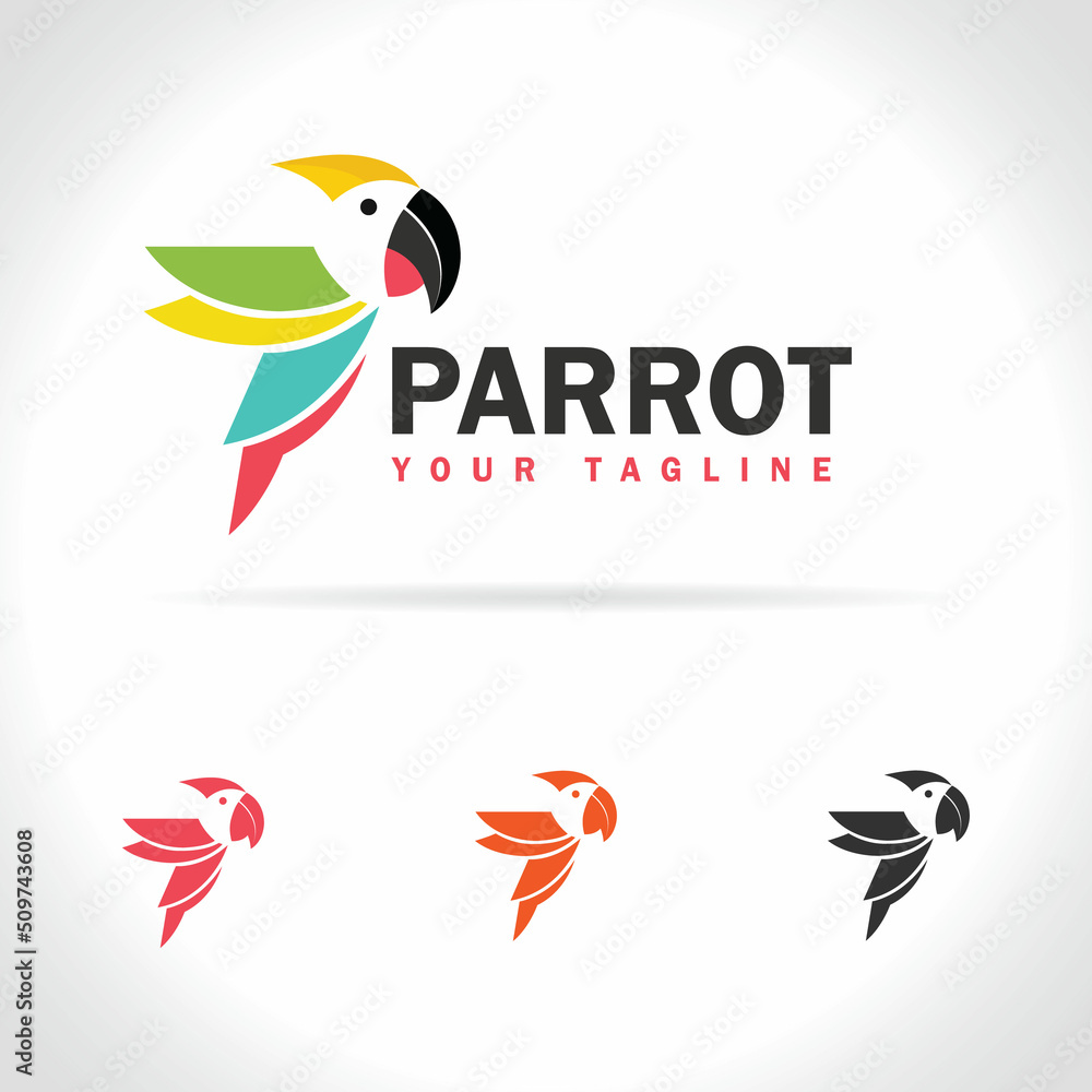 Logo with a symbol of “PARROT" formed a good symbol Modern and simple ...
