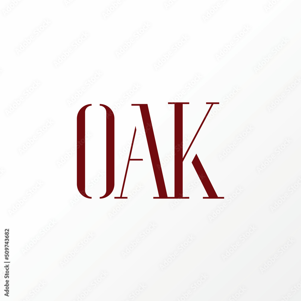 Unique and simple writing or word OAK cut thin serif font image graphic ...