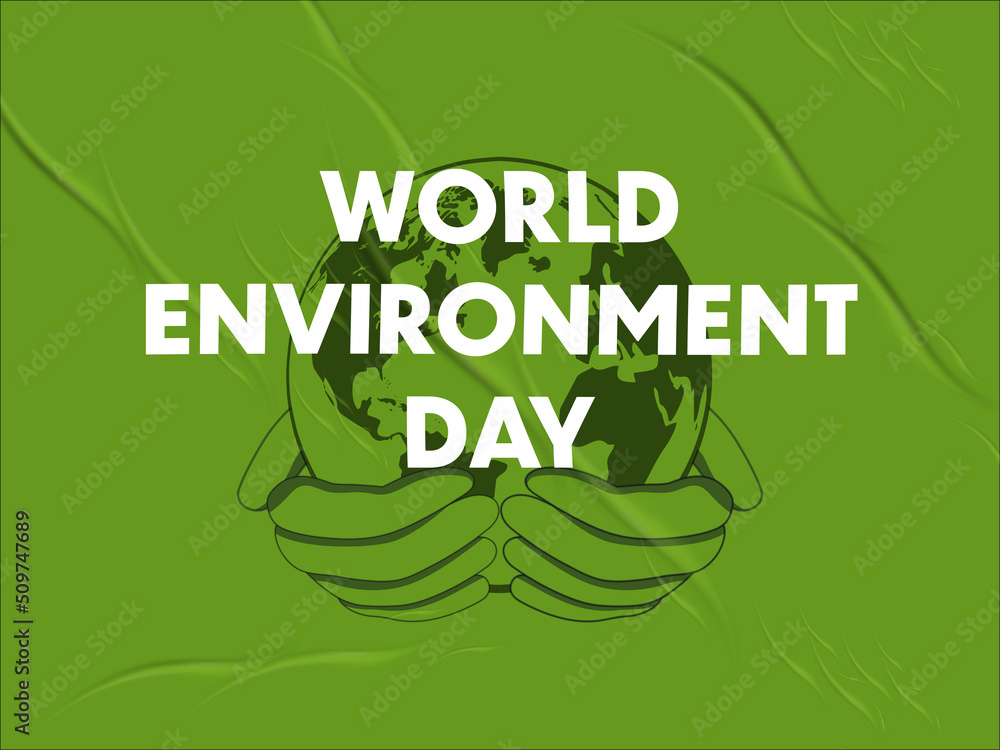 White World Environment Day Font With Hands Holding Earth Globe On ...