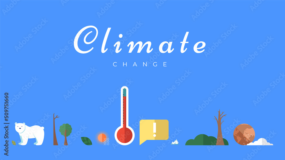 Climate change vector banner template. North Pole, melting glaciers ...