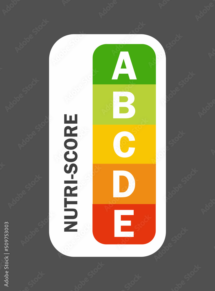 Nutri-score vertical icons set. Isolatad Nutriscore stickers for ...