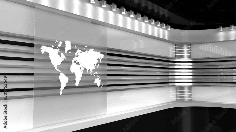 Tv Studio. Backdrop for TV shows. White background. News studio. The ...