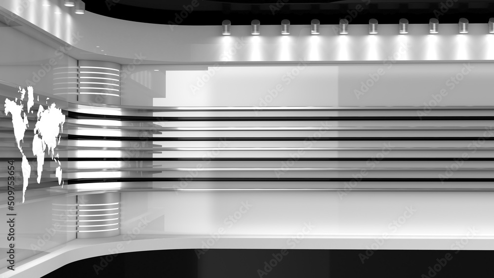 Tv Studio. Backdrop for TV shows. White background. News studio. The ...