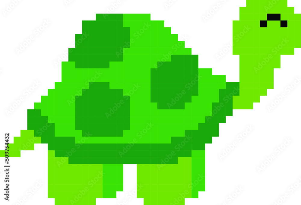 turtle Pixel Art isolated on white Background. bit icon. Vector ...