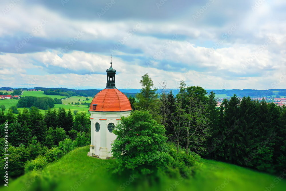 Luftbild von Ottobeuren an der Buschelkapelle Stock-Foto | Adobe Stock