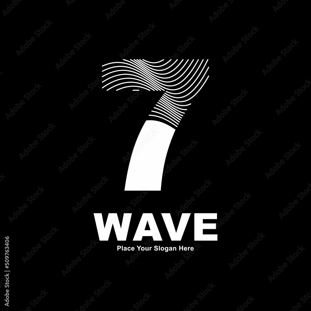Number 7 line wave vector logo design. Suitable for business, poster ...
