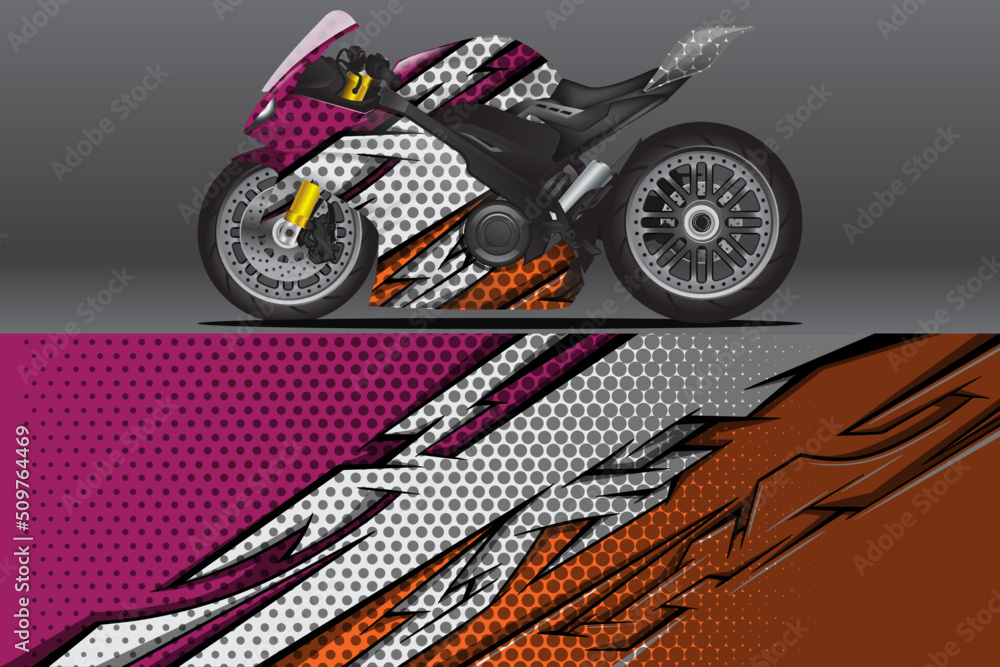 Motorcycle wrap decal and vinyl sticker design. Concept graphic ...