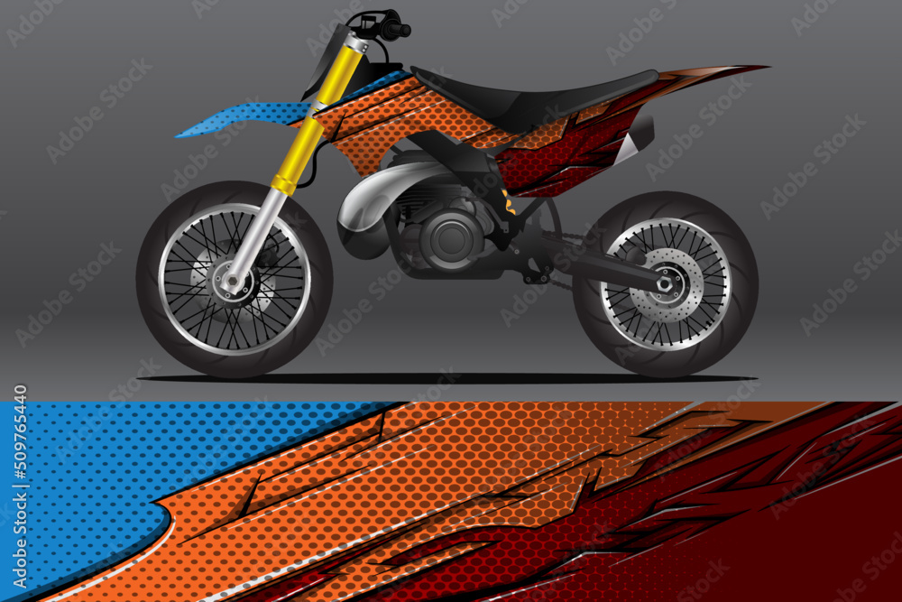 Motorcycle wrap decal and vinyl sticker design. Concept graphic ...