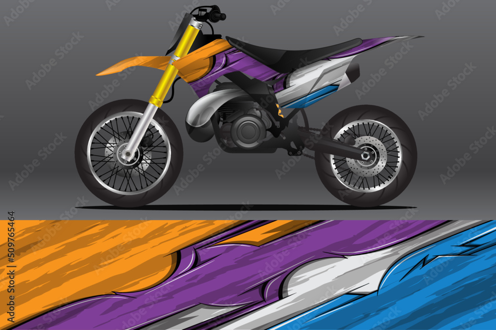Motorcycle wrap decal and vinyl sticker design. Concept graphic ...